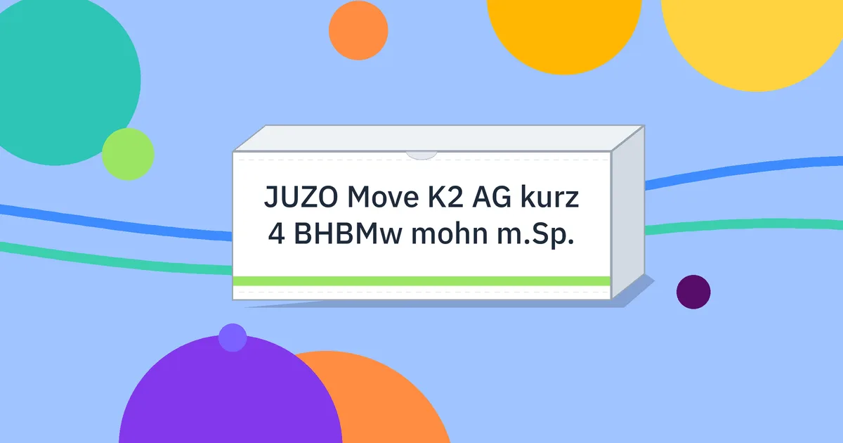 Symbolbild: Packung mit der Aufschrift JUZO Move K2 AG kurz 4 BHBMw mohn m.Sp. (PZN 18560455) – Verfügbarkeit und Bezug in Apotheken in Frankfurt am Main