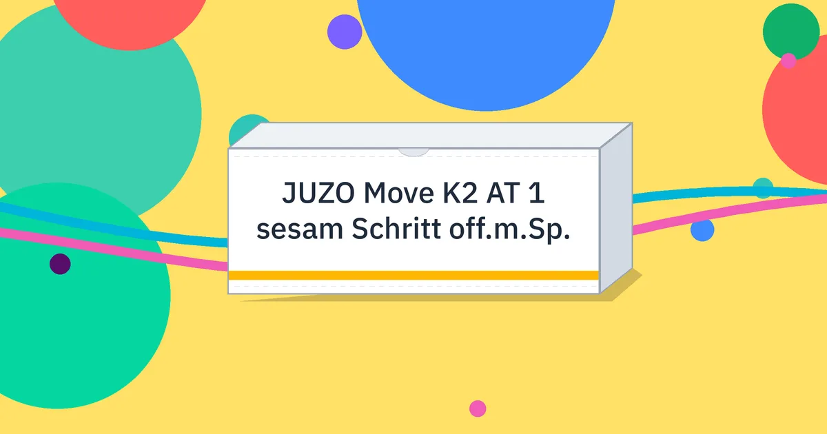 Symbolbild: Packung mit der Aufschrift JUZO Move K2 AT 1 sesam Schritt off.m.Sp. (PZN 20668160) – Verfügbarkeit und Bezug in Apotheken in Frankfurt am Main