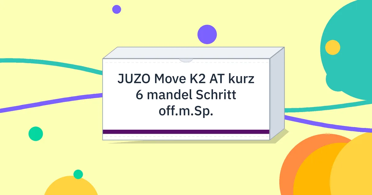 Symbolbild: Packung mit der Aufschrift JUZO Move K2 AT kurz 6 mandel Schritt off.m.Sp. (PZN 20674545) – Verfügbarkeit und Bezug in Apotheken in Frankfurt am Main