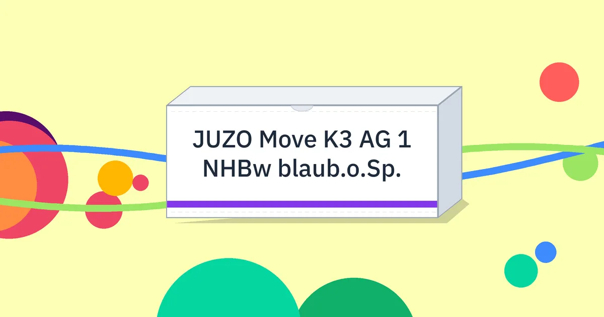 Symbolbild: Packung mit der Aufschrift JUZO Move K3 AG 1 NHBw blaub.o.Sp. (PZN 18588270) – Verfügbarkeit und Bezug in Apotheken in Frankfurt am Main