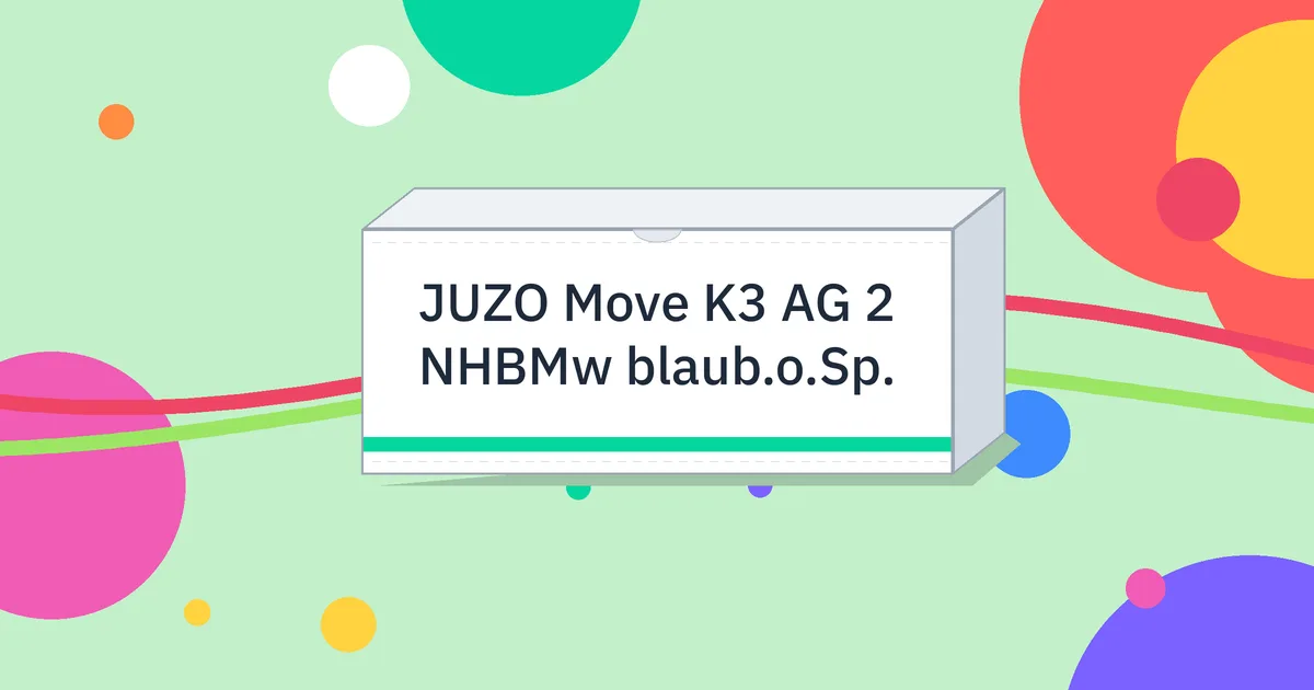 Symbolbild: Packung mit der Aufschrift JUZO Move K3 AG 2 NHBMw blaub.o.Sp. (PZN 18588755) – Verfügbarkeit und Bezug in Apotheken in Frankfurt am Main
