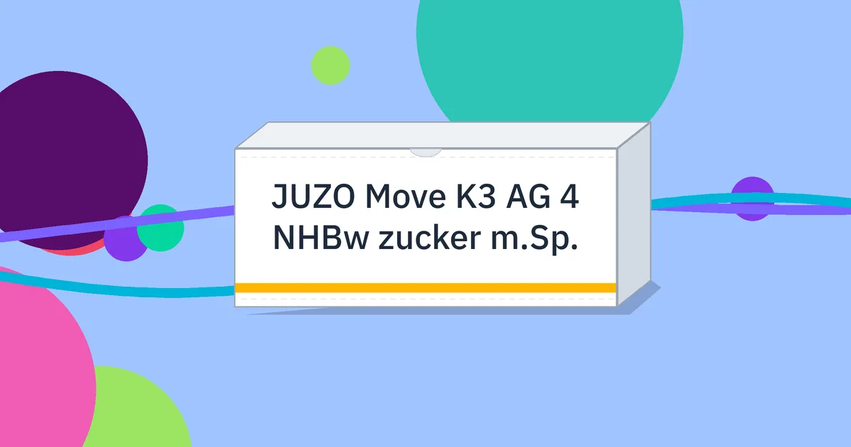 Symbolbild: Packung mit der Aufschrift JUZO Move K3 AG 4 NHBw zucker m.Sp. (PZN 18574457) – Verfügbarkeit und Bezug in Apotheken in Frankfurt am Main