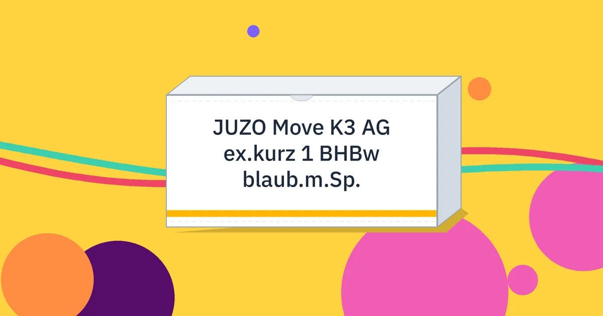 Symbolbild: Packung mit der Aufschrift JUZO Move K3 AG ex.kurz 1 BHBw blaub.m.Sp. (PZN 18595560) – Verfügbarkeit und Bezug in Apotheken in Frankfurt am Main