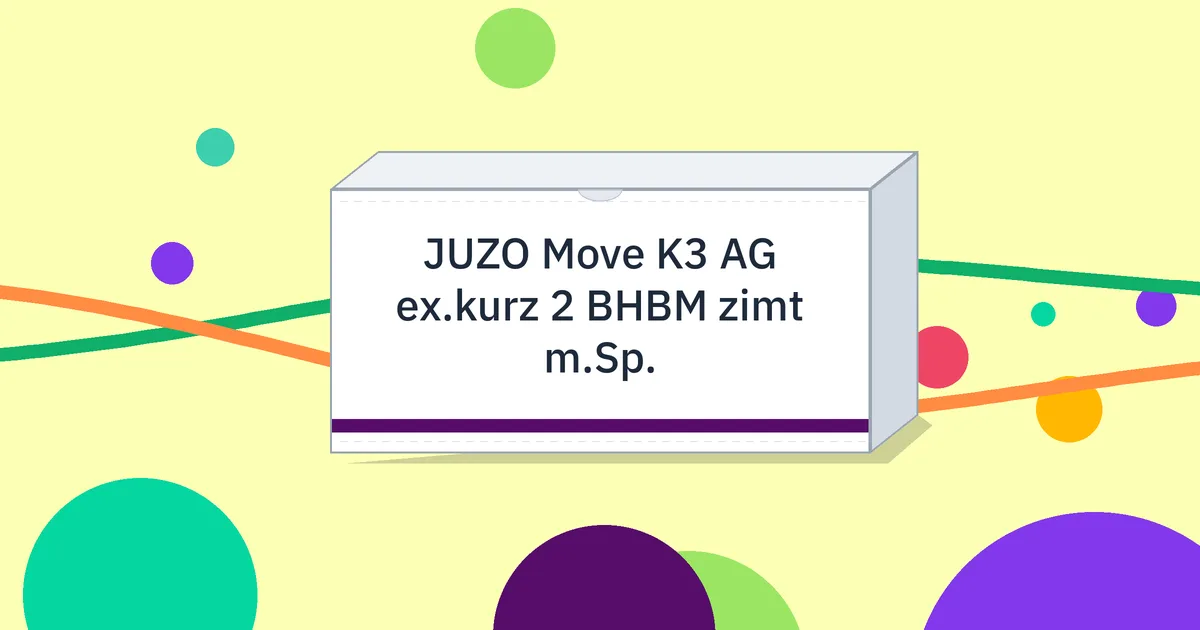 Symbolbild: Packung mit der Aufschrift JUZO Move K3 AG ex.kurz 2 BHBM zimt m.Sp. (PZN 18583947) – Verfügbarkeit und Bezug in Apotheken in Frankfurt am Main