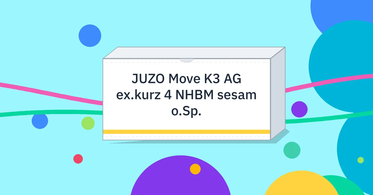 Symbolbild: Packung mit der Aufschrift JUZO Move K3 AG ex.kurz 4 NHBM sesam o.Sp. (PZN 18584734) – Verfügbarkeit und Bezug in Apotheken in Frankfurt am Main