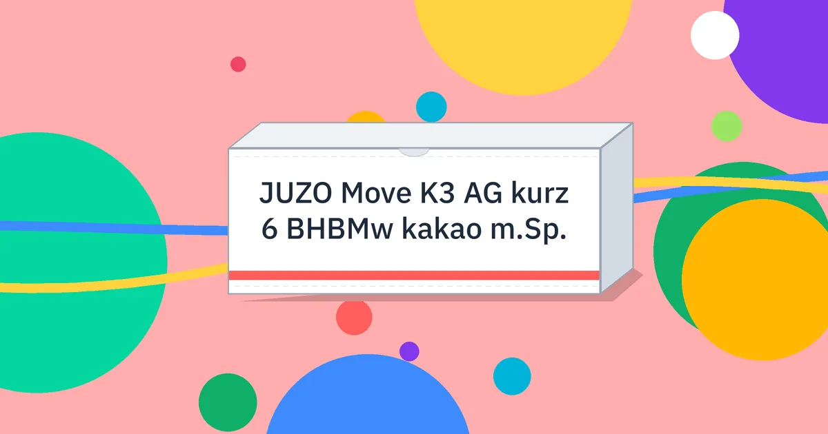 Symbolbild: Packung mit der Aufschrift JUZO Move K3 AG kurz 6 BHBMw kakao m.Sp. (PZN 18592248) – Verfügbarkeit und Bezug in Apotheken in Frankfurt am Main