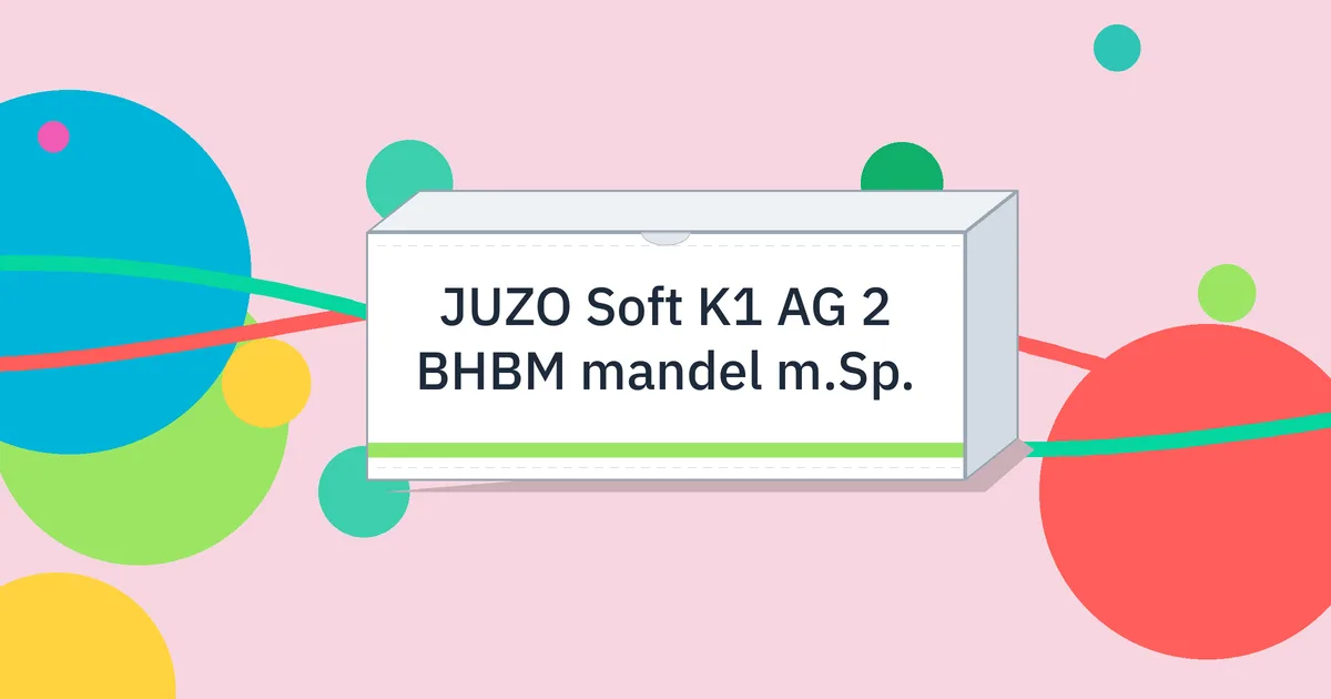 Symbolbild: Packung mit der Aufschrift JUZO Soft K1 AG 2 BHBM mandel m.Sp. (PZN 14855159) – Verfügbarkeit und Bezug in Apotheken in Frankfurt am Main