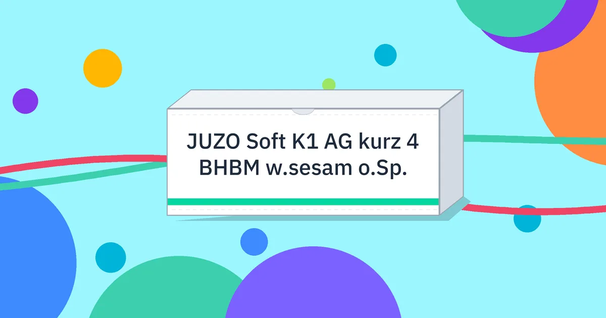 Symbolbild: Packung mit der Aufschrift JUZO Soft K1 AG kurz 4 BHBM w.sesam o.Sp. (PZN 14865502) – Verfügbarkeit und Bezug in Apotheken in Frankfurt am Main