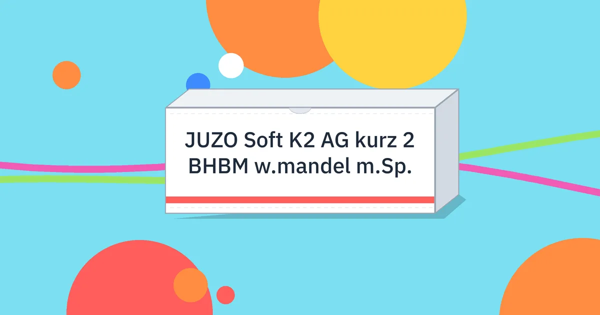 Symbolbild: Packung mit der Aufschrift JUZO Soft K2 AG kurz 2 BHBM w.mandel m.Sp. (PZN 14867671) – Verfügbarkeit und Bezug in Apotheken in Frankfurt am Main