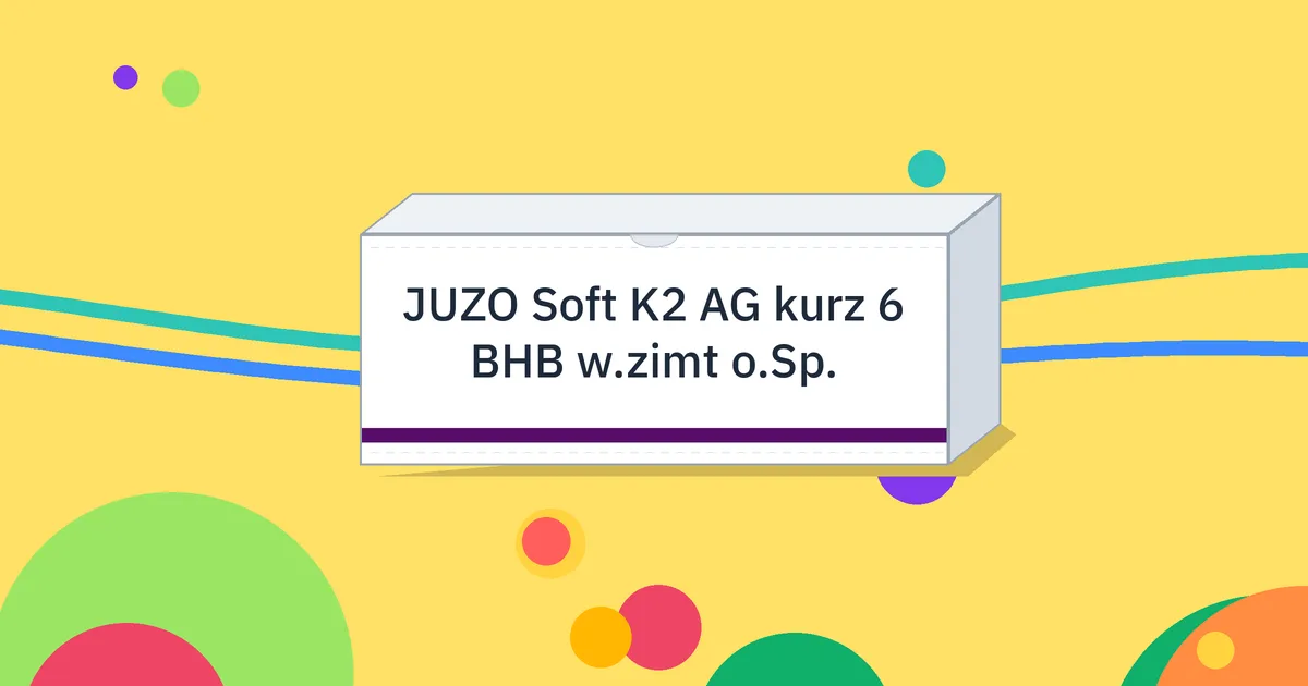 Symbolbild: Packung mit der Aufschrift JUZO Soft K2 AG kurz 6 BHB w.zimt o.Sp. (PZN 14842636) – Verfügbarkeit und Bezug in Apotheken in Frankfurt am Main