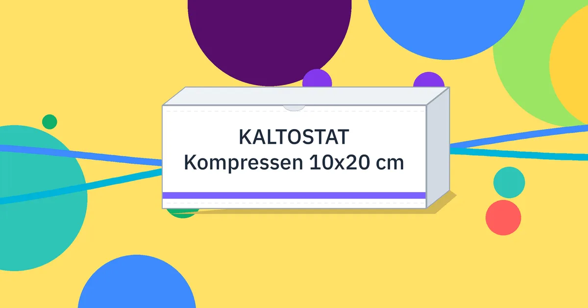 Symbolbild: Packung mit der Aufschrift KALTOSTAT Kompressen 10x20 cm (PZN 06965336) – Verfügbarkeit und Bezug in Apotheken in Frankfurt am Main