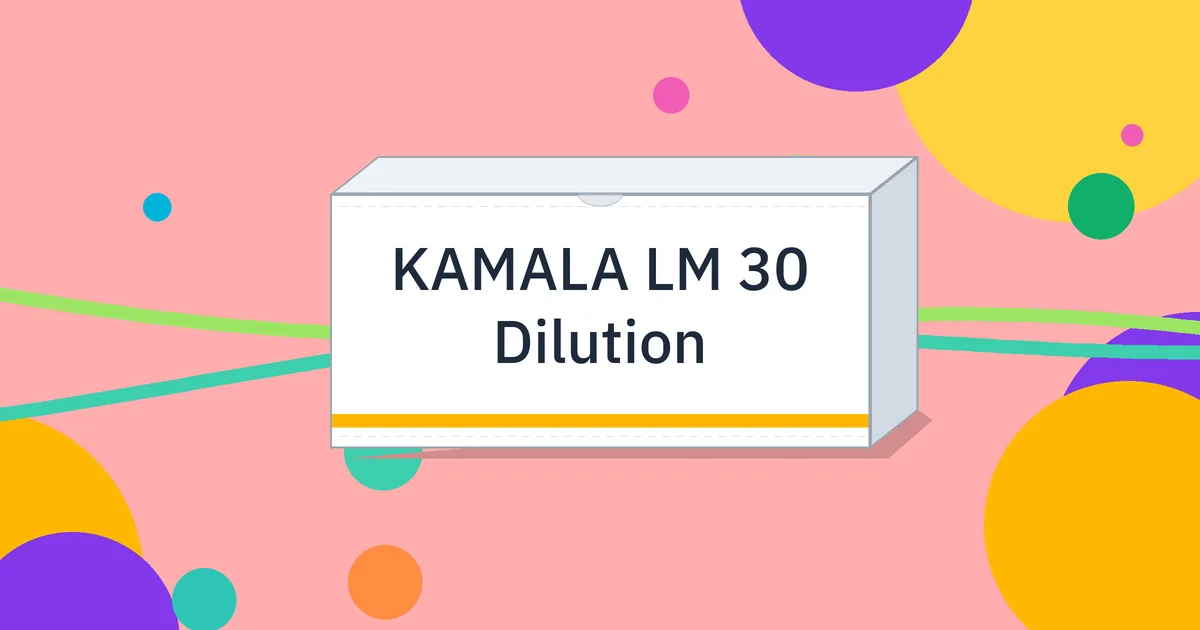 Symbolbild: Packung mit der Aufschrift KAMALA LM 30 Dilution (PZN 13518247) – Verfügbarkeit und Bezug in Apotheken in Frankfurt am Main