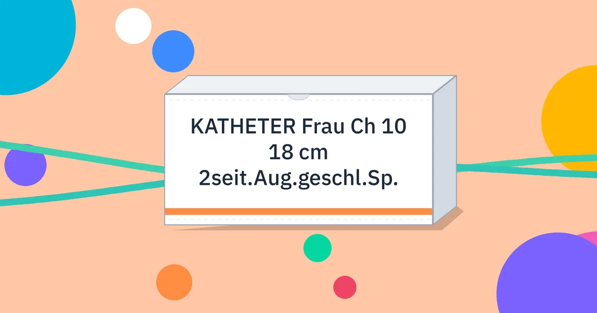 Symbolbild: Packung mit der Aufschrift KATHETER Frau Ch 10 18 cm 2seit.Aug.geschl.Sp. (PZN 02099445) – Verfügbarkeit und Bezug in Apotheken in Frankfurt am Main