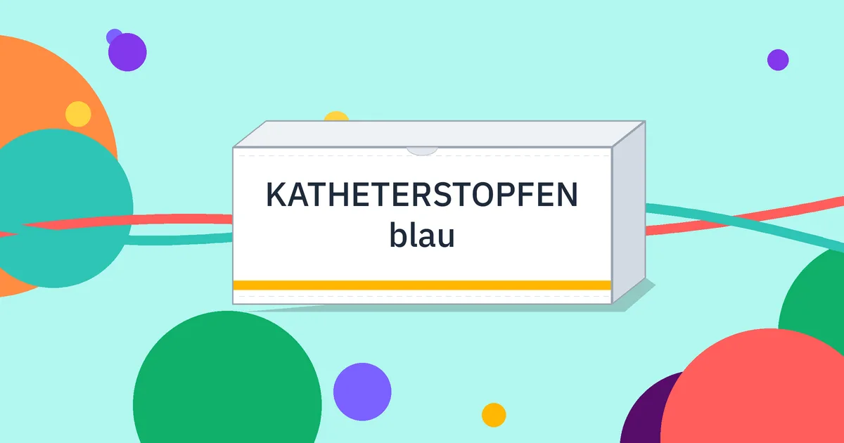 Symbolbild: Packung mit der Aufschrift KATHETERSTOPFEN blau (PZN 14354919) – Verfügbarkeit und Bezug in Apotheken in Frankfurt am Main