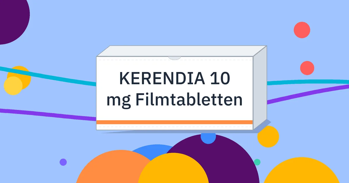 Symbolbild: Packung mit der Aufschrift KERENDIA 10 mg Filmtabletten (PZN 16807437) – Verfügbarkeit und Bezug in Apotheken in Frankfurt am Main