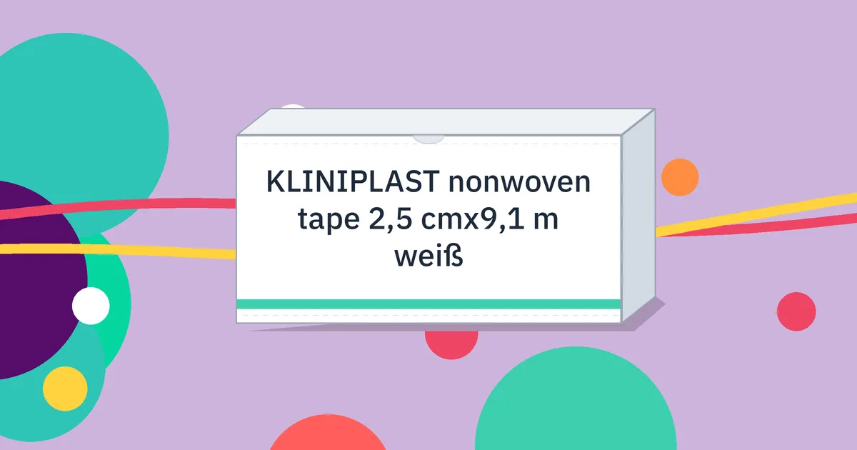 Symbolbild: Packung mit der Aufschrift KLINIPLAST nonwoven tape 2,5 cmx9,1 m weiß (PZN 19195029) – Verfügbarkeit und Bezug in Apotheken in Frankfurt am Main