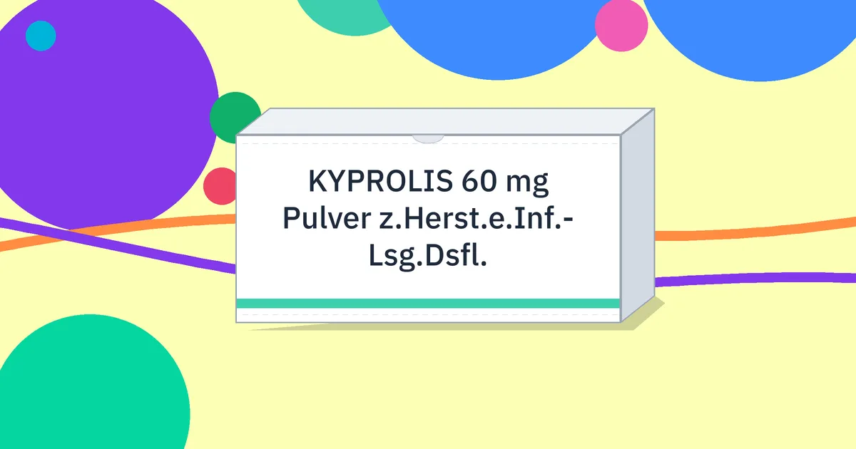 Symbolbild: Packung mit der Aufschrift KYPROLIS 60 mg Pulver z.Herst.e.Inf.-Lsg.Dsfl. (PZN 11182843) – Verfügbarkeit und Bezug in Apotheken in Frankfurt am Main
