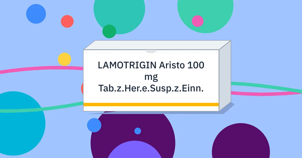 Symbolbild: Packung mit der Aufschrift LAMOTRIGIN Aristo 100 mg Tab.z.Her.e.Susp.z.Einn. (PZN 05510970) – Verfügbarkeit und Bezug in Apotheken in Frankfurt am Main