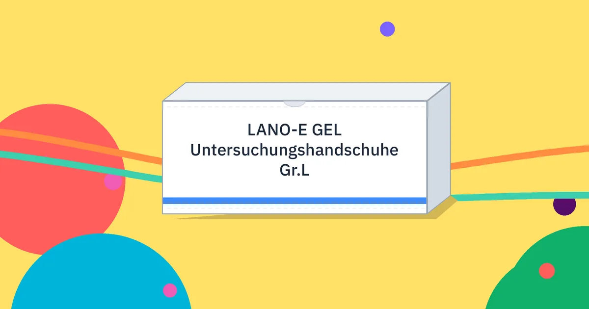 Symbolbild: Packung mit der Aufschrift LANO-E GEL Untersuchungshandschuhe Gr.L (PZN 04010691) – Verfügbarkeit und Bezug in Apotheken in Frankfurt am Main