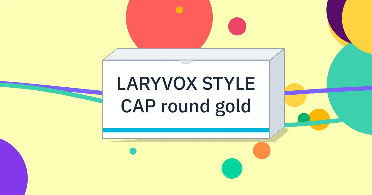 Symbolbild: Packung mit der Aufschrift LARYVOX STYLE CAP round gold (PZN 11220259) – Verfügbarkeit und Bezug in Apotheken in Frankfurt am Main