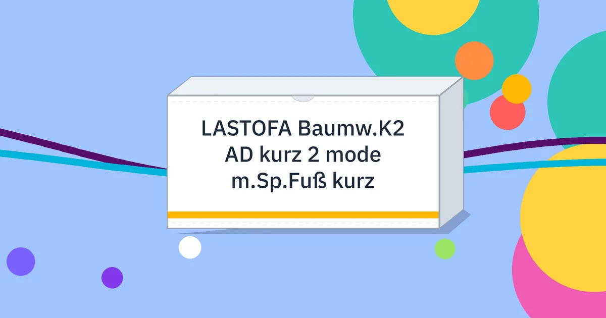 Symbolbild: Packung mit der Aufschrift LASTOFA Baumw.K2 AD kurz 2 mode m.Sp.Fuß kurz (PZN 01945352) – Verfügbarkeit und Bezug in Apotheken in Frankfurt am Main
