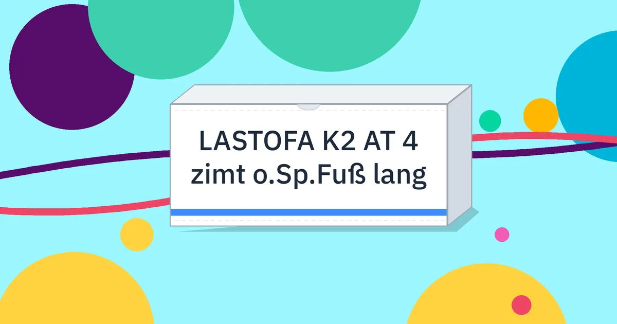 Symbolbild: Packung mit der Aufschrift LASTOFA K2 AT 4 zimt o.Sp.Fuß lang (PZN 14151702) – Verfügbarkeit und Bezug in Apotheken in Frankfurt am Main