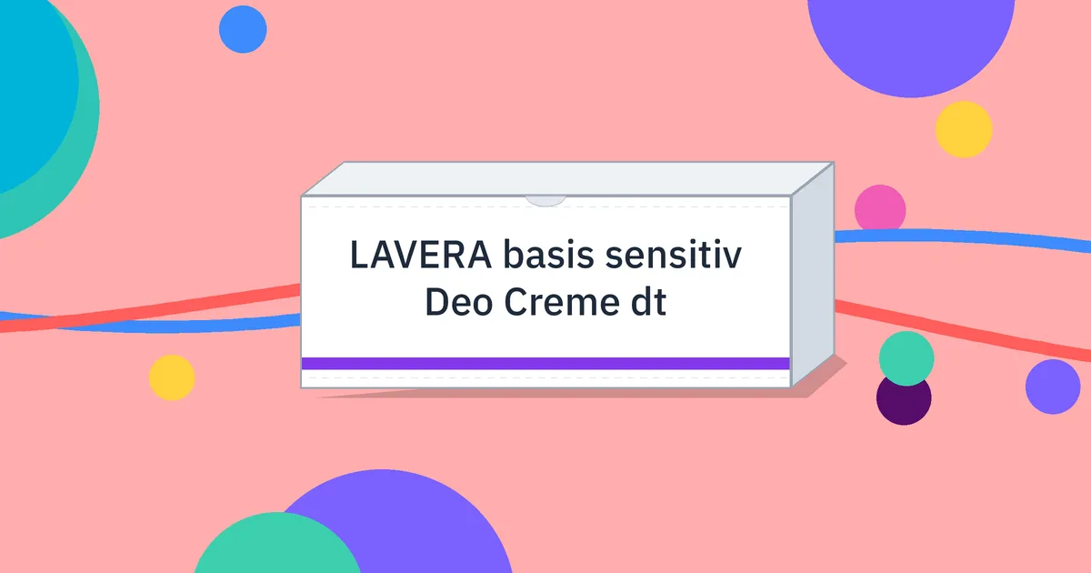 Symbolbild: Packung mit der Aufschrift LAVERA basis sensitiv Deo Creme dt (PZN 17502898) – Verfügbarkeit und Bezug in Apotheken in Frankfurt am Main