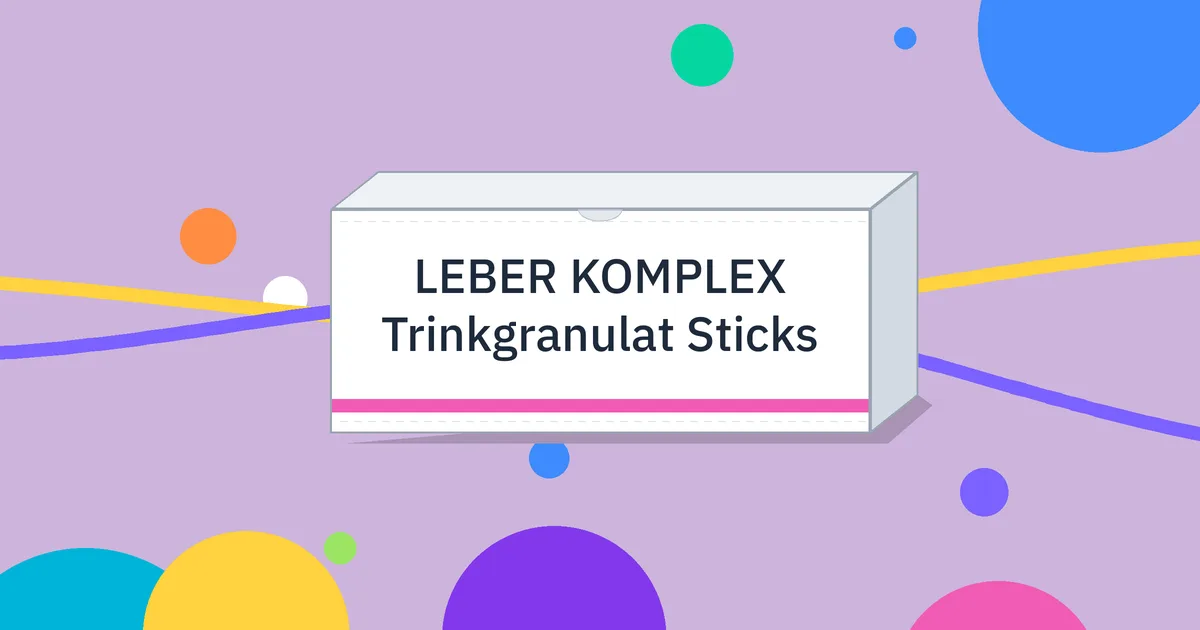 Symbolbild: Packung mit der Aufschrift LEBER KOMPLEX Trinkgranulat Sticks (PZN 19180186) – Verfügbarkeit und Bezug in Apotheken in Frankfurt am Main