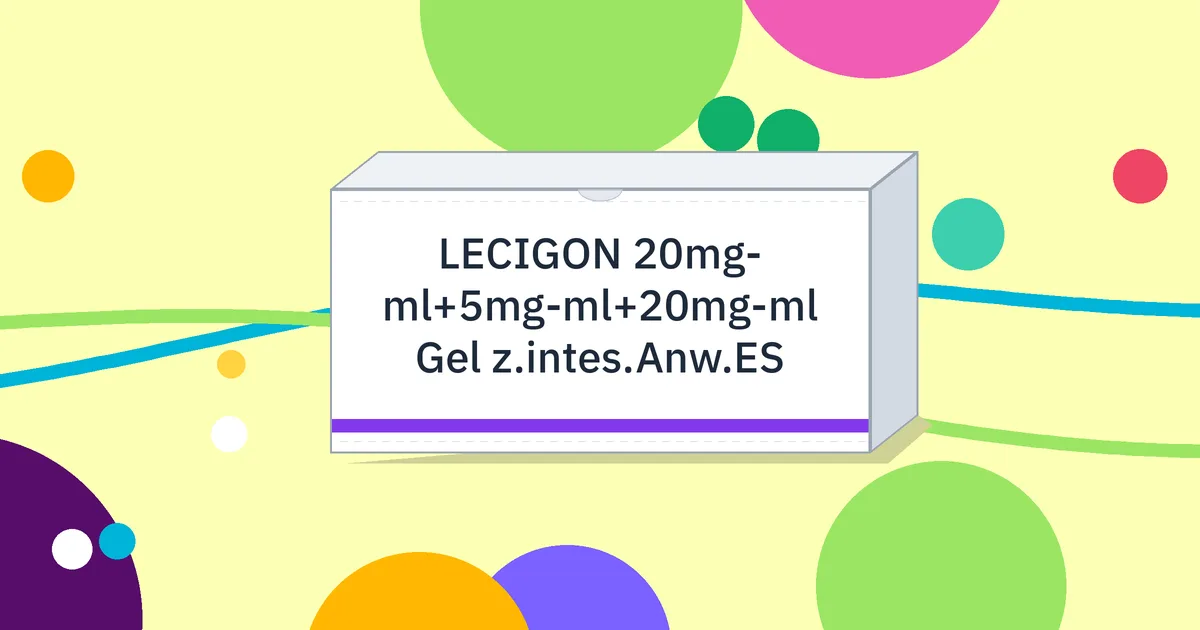 Symbolbild: Packung mit der Aufschrift LECIGON 20mg-ml+5mg-ml+20mg-ml Gel z.intes.Anw.ES (PZN 20338439) – Verfügbarkeit und Bezug in Apotheken in Frankfurt am Main