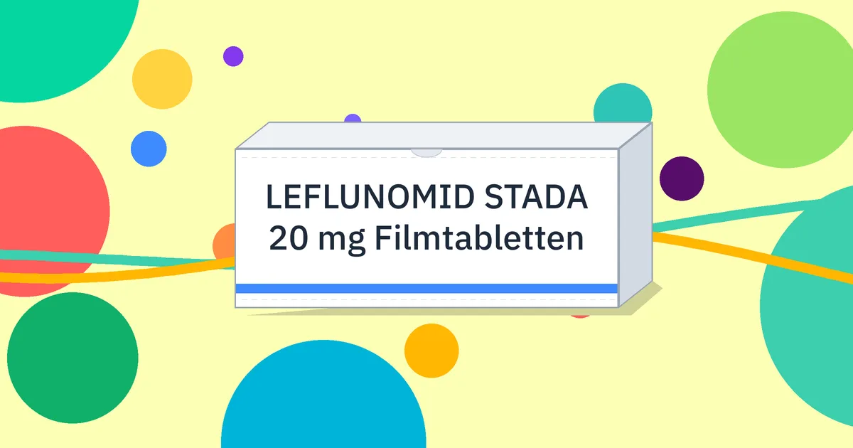 Symbolbild: Packung mit der Aufschrift LEFLUNOMID STADA 20 mg Filmtabletten (PZN 19301649) – Verfügbarkeit und Bezug in Apotheken in Frankfurt am Main