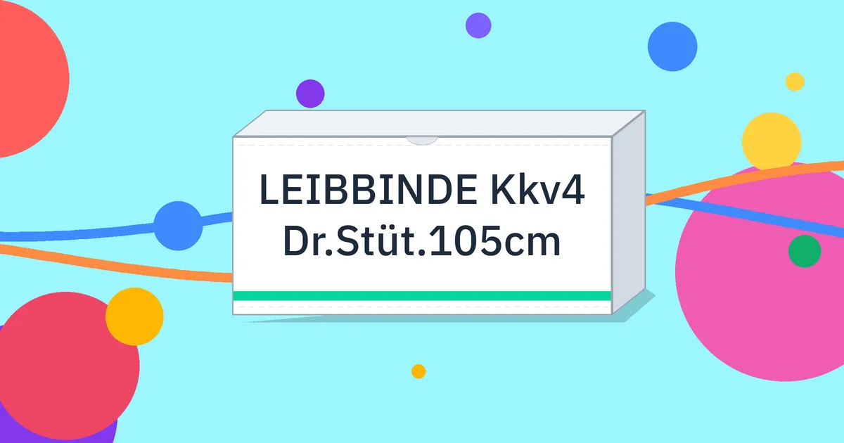 Symbolbild: Packung mit der Aufschrift LEIBBINDE Kkv4 Dr.Stüt.105cm (PZN 01732082) – Verfügbarkeit und Bezug in Apotheken in Frankfurt am Main