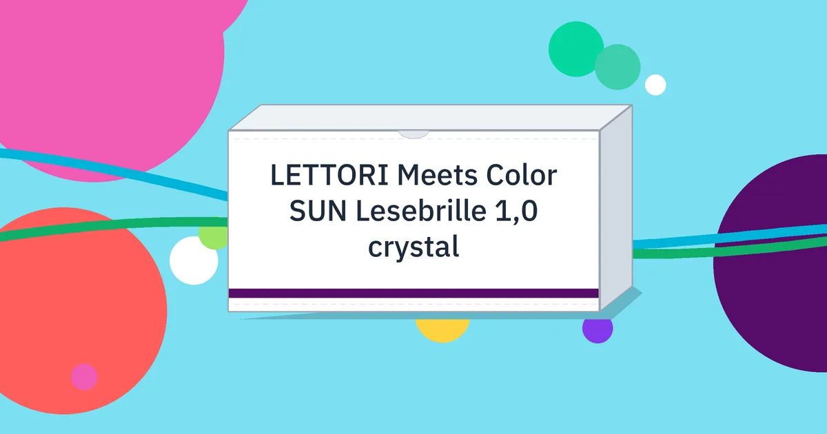 Symbolbild: Packung mit der Aufschrift LETTORI Meets Color SUN Lesebrille 1,0 crystal (PZN 11162823) – Verfügbarkeit und Bezug in Apotheken in Frankfurt am Main
