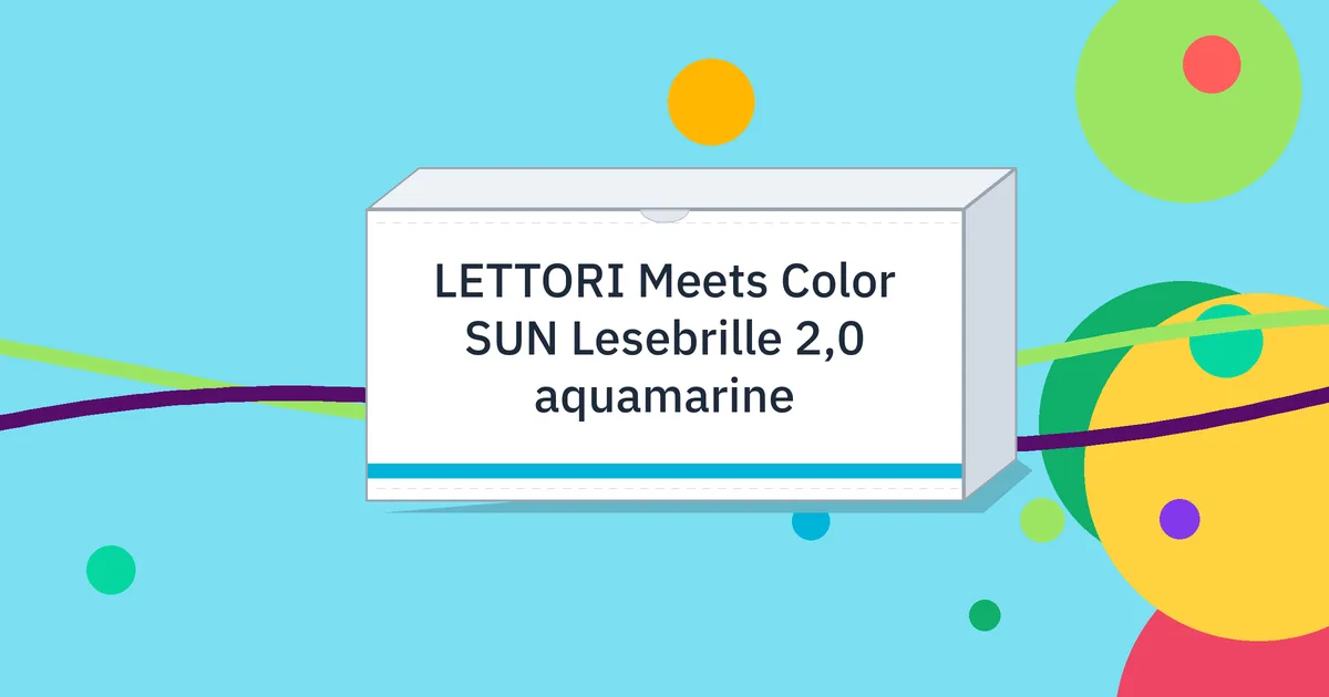 Symbolbild: Packung mit der Aufschrift LETTORI Meets Color SUN Lesebrille 2,0 aquamarine (PZN 11162734) – Verfügbarkeit und Bezug in Apotheken in Frankfurt am Main
