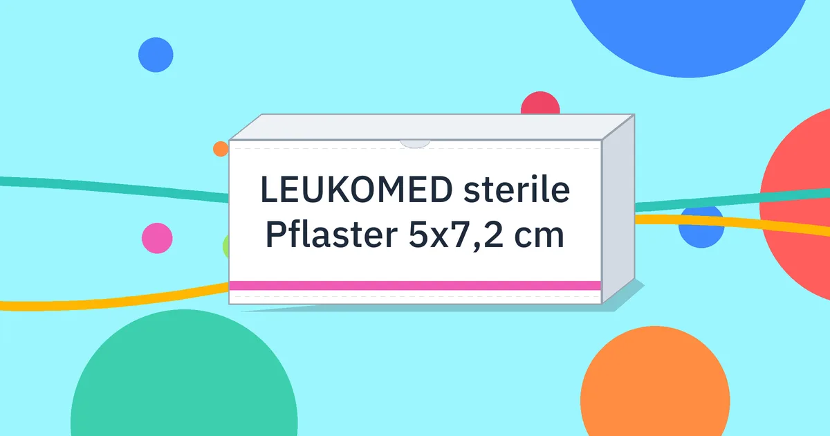 Symbolbild: Packung mit der Aufschrift LEUKOMED sterile Pflaster 5x7,2 cm (PZN 15886920) – Verfügbarkeit und Bezug in Apotheken in Frankfurt am Main