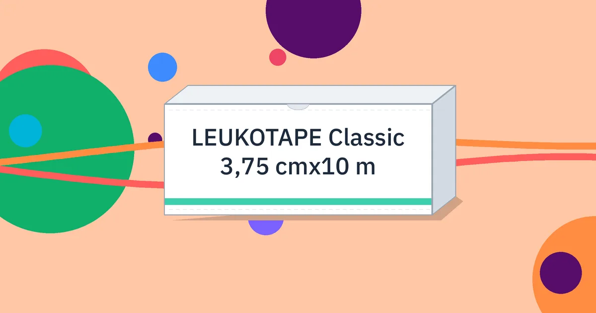 Symbolbild: Packung mit der Aufschrift LEUKOTAPE Classic 3,75 cmx10 m (PZN 20322177) – Verfügbarkeit und Bezug in Apotheken in Frankfurt am Main