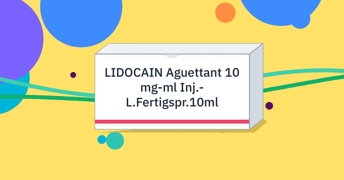 Symbolbild: Packung mit der Aufschrift LIDOCAIN Aguettant 10 mg-ml Inj.-L.Fertigspr.10ml (PZN 14370640) – Verfügbarkeit und Bezug in Apotheken in Frankfurt am Main