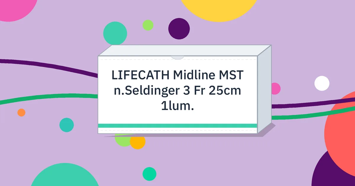 Symbolbild: Packung mit der Aufschrift LIFECATH Midline MST n.Seldinger 3 Fr 25cm 1lum. (PZN 15263320) – Verfügbarkeit und Bezug in Apotheken in Frankfurt am Main