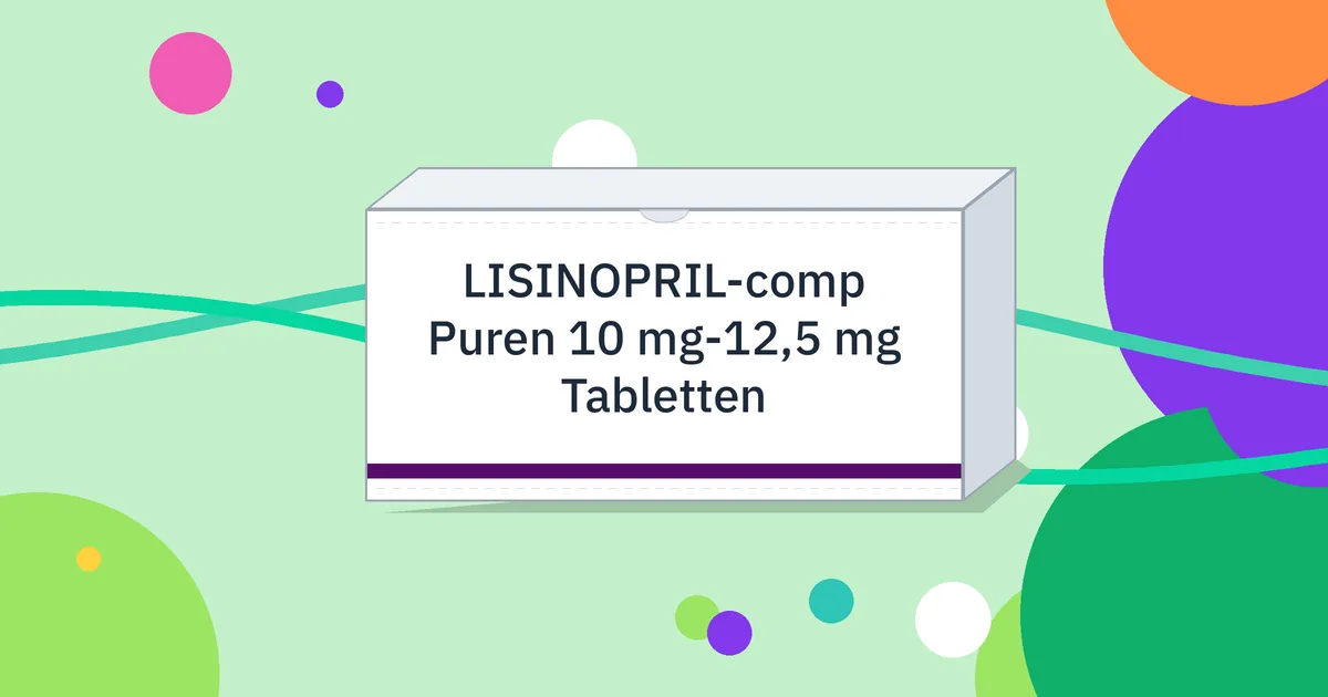 Symbolbild: Packung mit der Aufschrift LISINOPRIL-comp Puren 10 mg-12,5 mg Tabletten (PZN 11356071) – Verfügbarkeit und Bezug in Apotheken in Frankfurt am Main