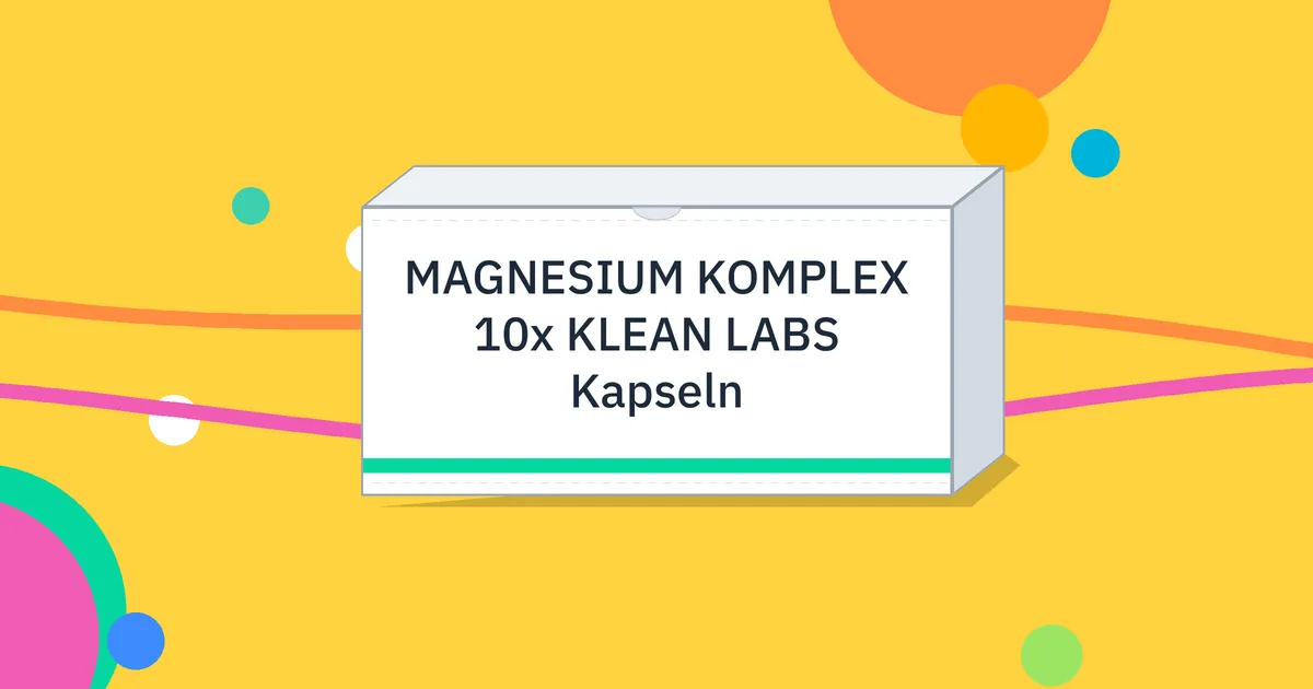 Symbolbild: Packung mit der Aufschrift MAGNESIUM KOMPLEX 10x KLEAN LABS Kapseln (PZN 20323679) – Verfügbarkeit und Bezug in Apotheken in Frankfurt am Main