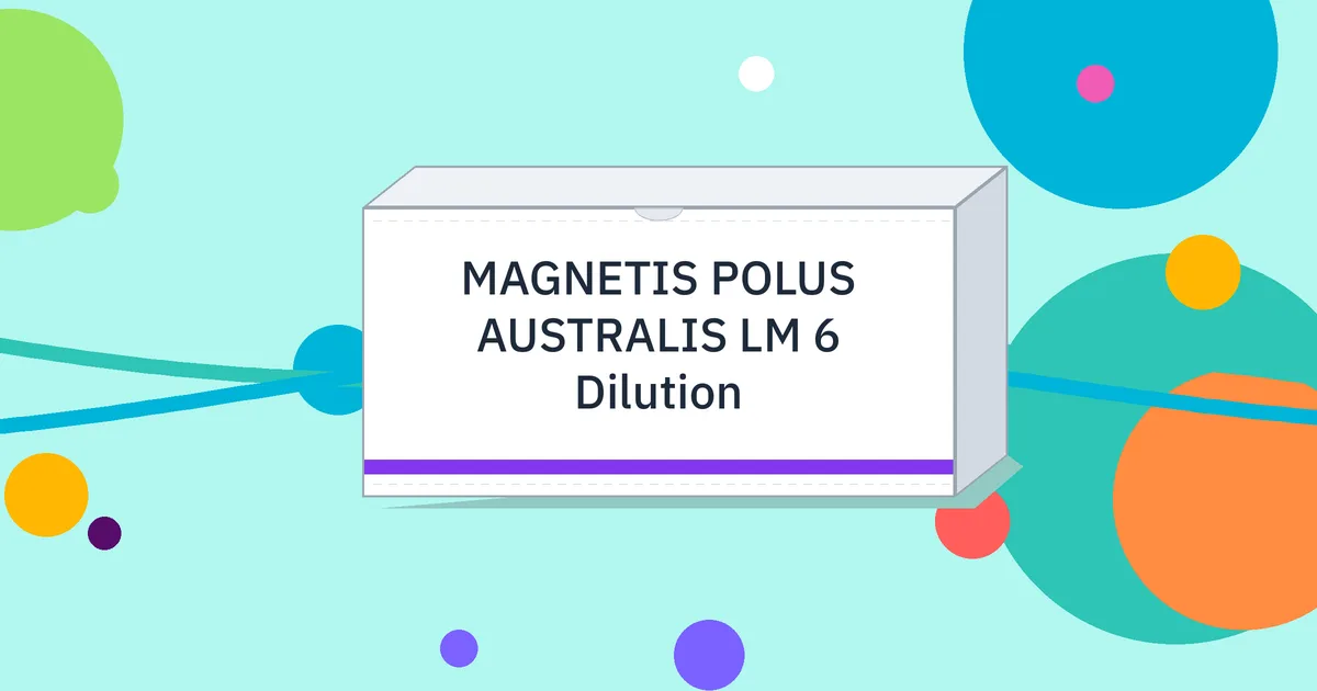 Symbolbild: Packung mit der Aufschrift MAGNETIS POLUS AUSTRALIS LM 6 Dilution (PZN 12941340) – Verfügbarkeit und Bezug in Apotheken in Frankfurt am Main
