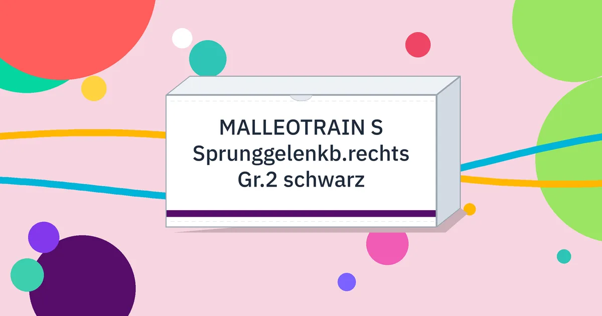 Symbolbild: Packung mit der Aufschrift MALLEOTRAIN S Sprunggelenkb.rechts Gr.2 schwarz (PZN 10220524) – Verfügbarkeit und Bezug in Apotheken in Frankfurt am Main
