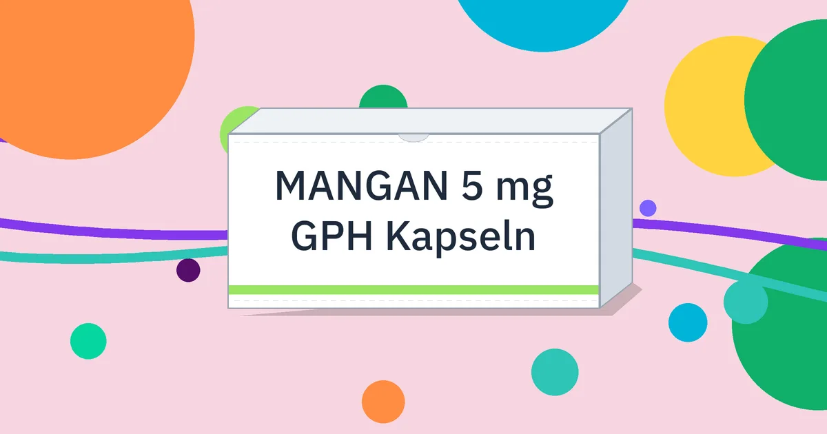 Symbolbild: Packung mit der Aufschrift MANGAN 5 mg GPH Kapseln (PZN 10015439) – Verfügbarkeit und Bezug in Apotheken in Frankfurt am Main