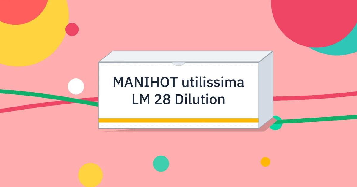 Symbolbild: Packung mit der Aufschrift MANIHOT utilissima LM 28 Dilution (PZN 13601161) – Verfügbarkeit und Bezug in Apotheken in Frankfurt am Main