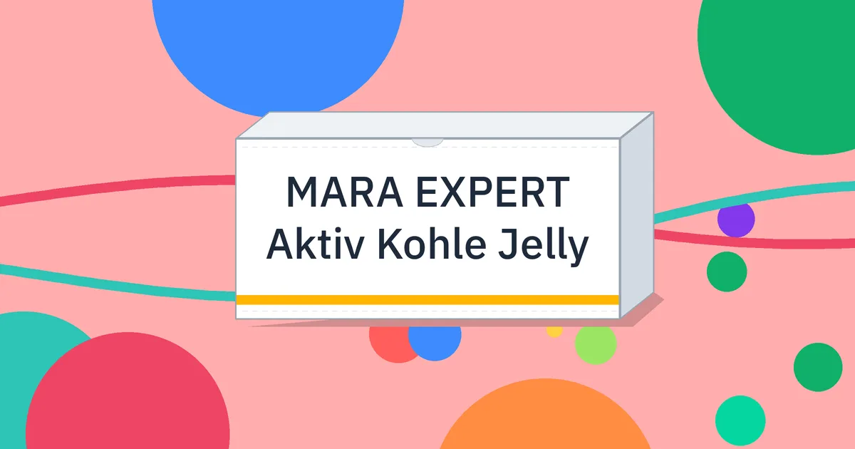 Symbolbild: Packung mit der Aufschrift MARA EXPERT Aktiv Kohle Jelly (PZN 16780201) – Verfügbarkeit und Bezug in Apotheken in Frankfurt am Main