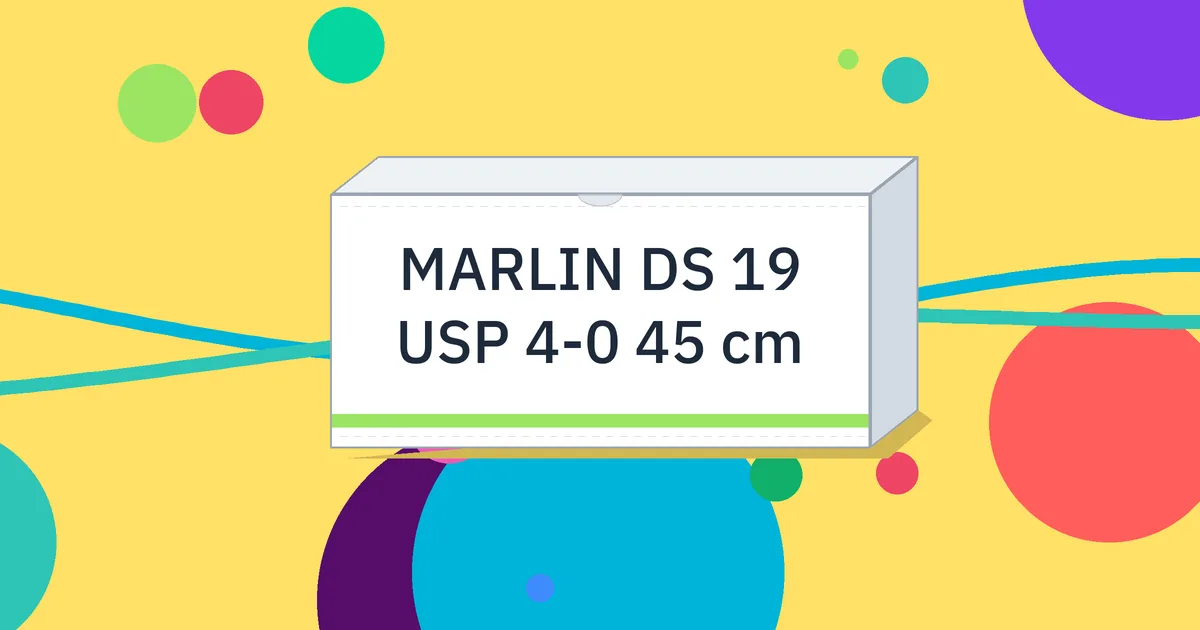 Symbolbild: Packung mit der Aufschrift MARLIN DS 19 USP 4-0 45 cm (PZN 07327738) – Verfügbarkeit und Bezug in Apotheken in Frankfurt am Main