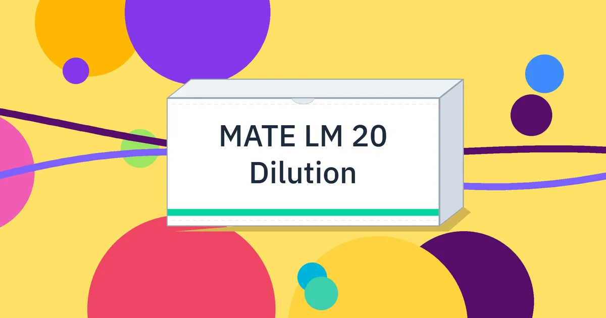 Symbolbild: Packung mit der Aufschrift MATE LM 20 Dilution (PZN 12947070) – Verfügbarkeit und Bezug in Apotheken in Frankfurt am Main
