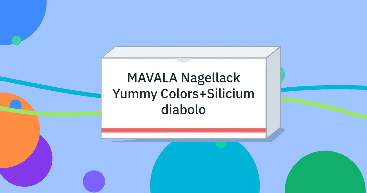Symbolbild: Packung mit der Aufschrift MAVALA Nagellack Yummy Colors+Silicium diabolo (PZN 19468125) – Verfügbarkeit und Bezug in Apotheken in Frankfurt am Main
