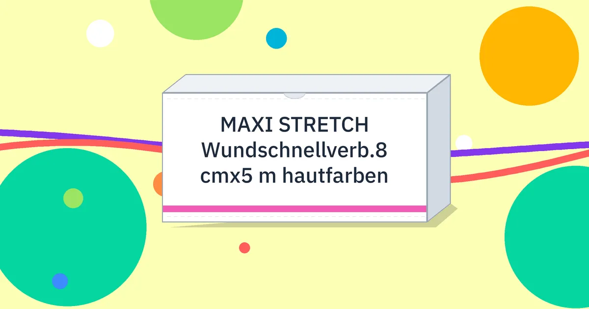 Symbolbild: Packung mit der Aufschrift MAXI STRETCH Wundschnellverb.8 cmx5 m hautfarben (PZN 08666164) – Verfügbarkeit und Bezug in Apotheken in Frankfurt am Main