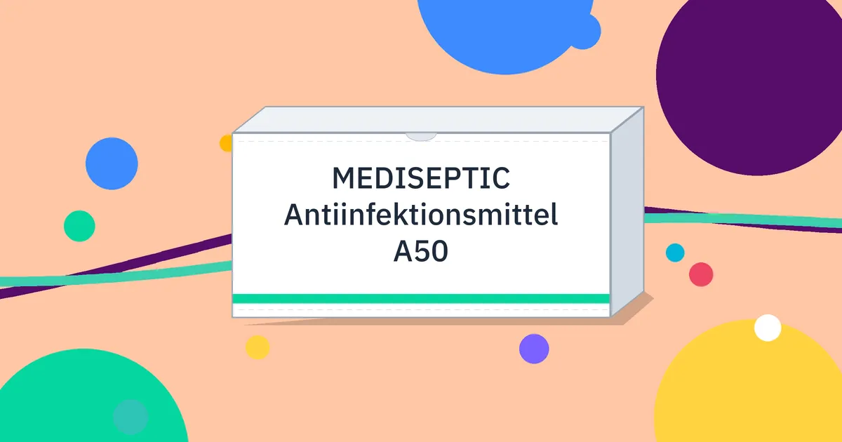 Symbolbild: Packung mit der Aufschrift MEDISEPTIC Antiinfektionsmittel A50 (PZN 16678336) – Verfügbarkeit und Bezug in Apotheken in Frankfurt am Main