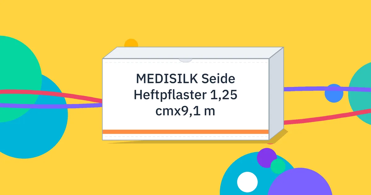 Symbolbild: Packung mit der Aufschrift MEDISILK Seide Heftpflaster 1,25 cmx9,1 m (PZN 00971904) – Verfügbarkeit und Bezug in Apotheken in Frankfurt am Main